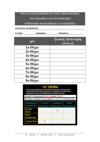 Φύλλο Απαντήσεων στο Τεστ Αξιολόγησης | PDF