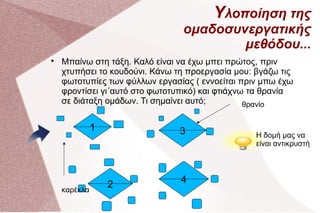 συγχρονες μεθοδοι διδασκαλιας - η ομαδοσυνεργατικη μεθοδος | PPT