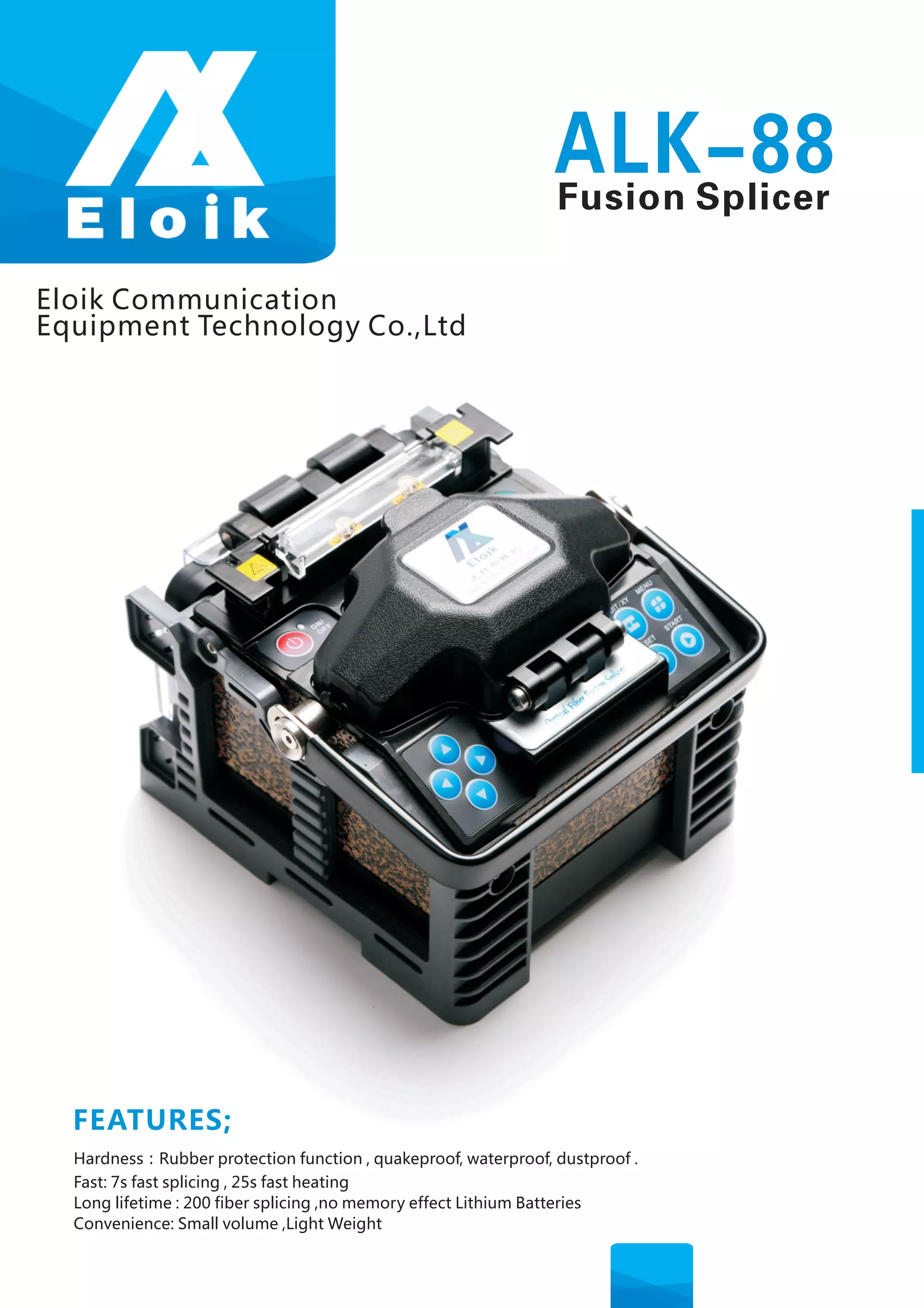 Introduction of China Well-known Eloik fusion splicer ALK-88 | PDF