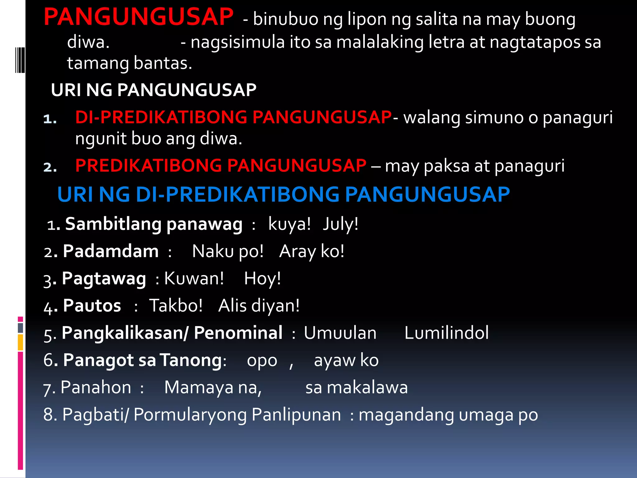 Palabuuan ng Pangungusap | PPTX