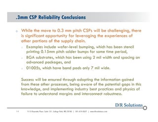 .3mm CSP and LFCSP Reliability | PPT