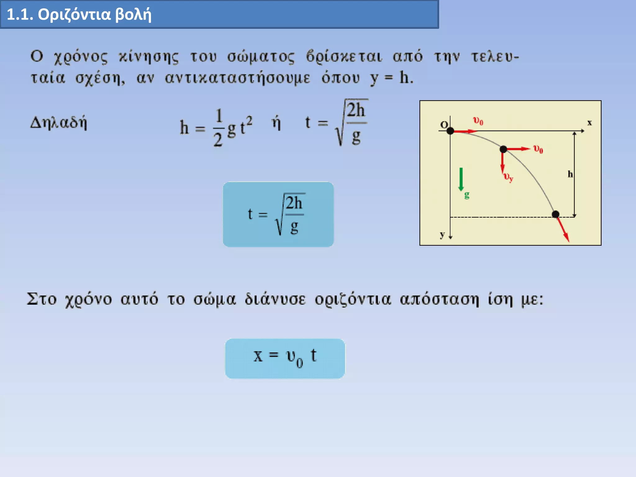 οριζοντια βολη ΦΥΣΙΚΗ ΠΡΟΣΑΝΑΤΟΛΙΣΜΟΥ Β' ΛΥΚΕΙΟΥ | PPTX
