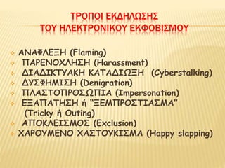 μορφες ηλεκτρονικού εκφοβισμου | PPT