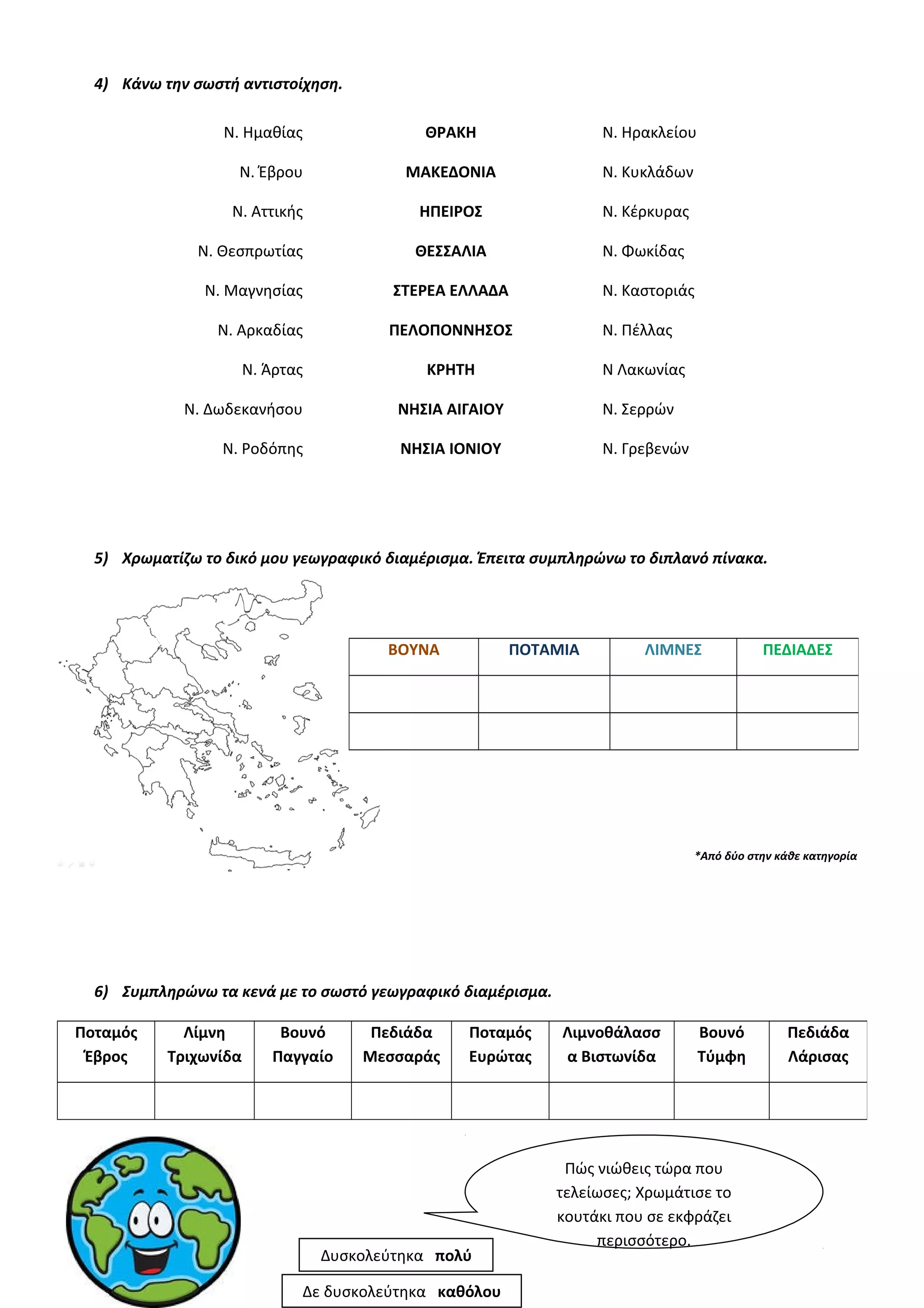Μελέτη Δ΄- Γνωριμία με την Ελλάδα- Φύλλο Αξιολόγησης | DOC