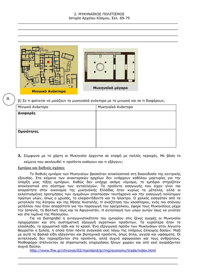 ΦΥΛΛΟ ΕΡΓΑΣΙΑΣ ΜΥΚΗΝΑΙΚΟΣ ΠΟΛΙΤΙΣΜΟΣ, ΣΕΛ. 69 71 | PDF