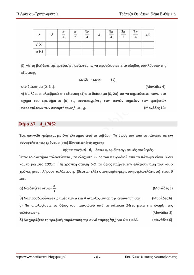 τ.θ. β αλγεβρα-τριγωνομετρια | PDF