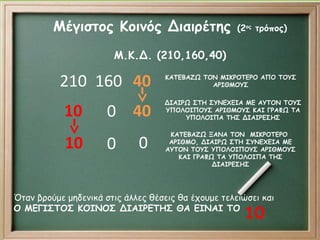 ΜΕΓΙΣΤΟΣ ΚΟΙΝΟΣ ΔΙΑΙΡΕΤΗΣ - Μ.Κ.Δ. | PPT