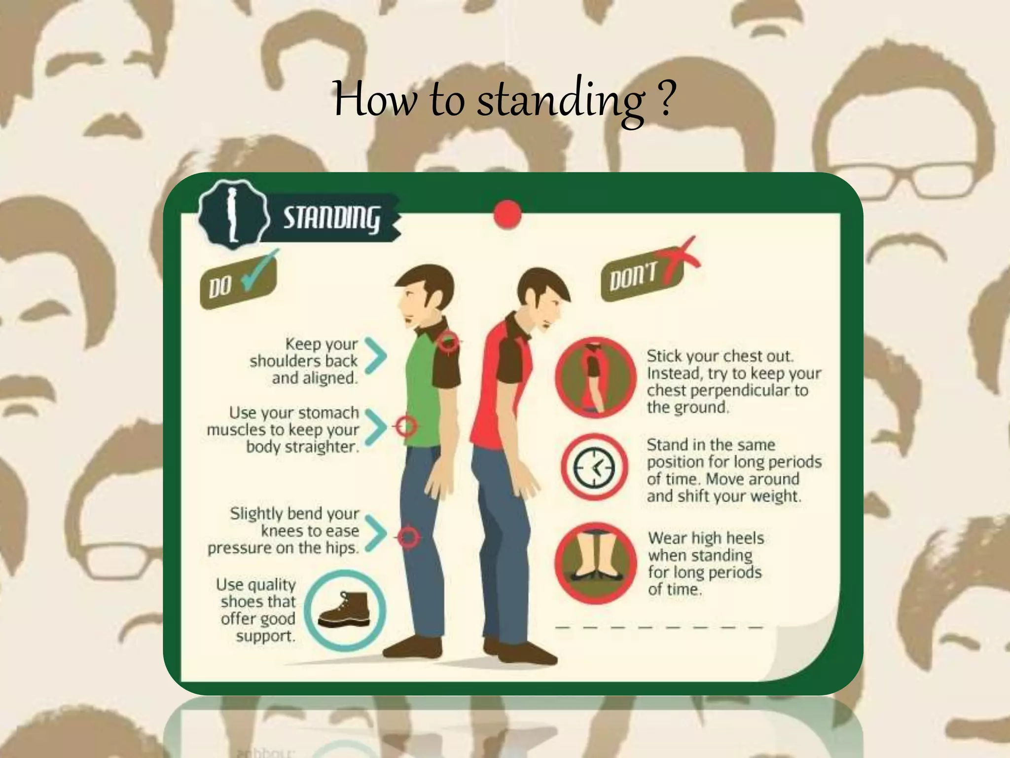 How to sit walk stand properly | PPTX