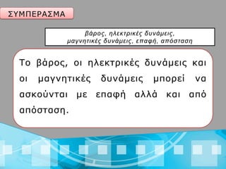 δυναμεις επαφης δυναμεις αποστασης τε | PDF