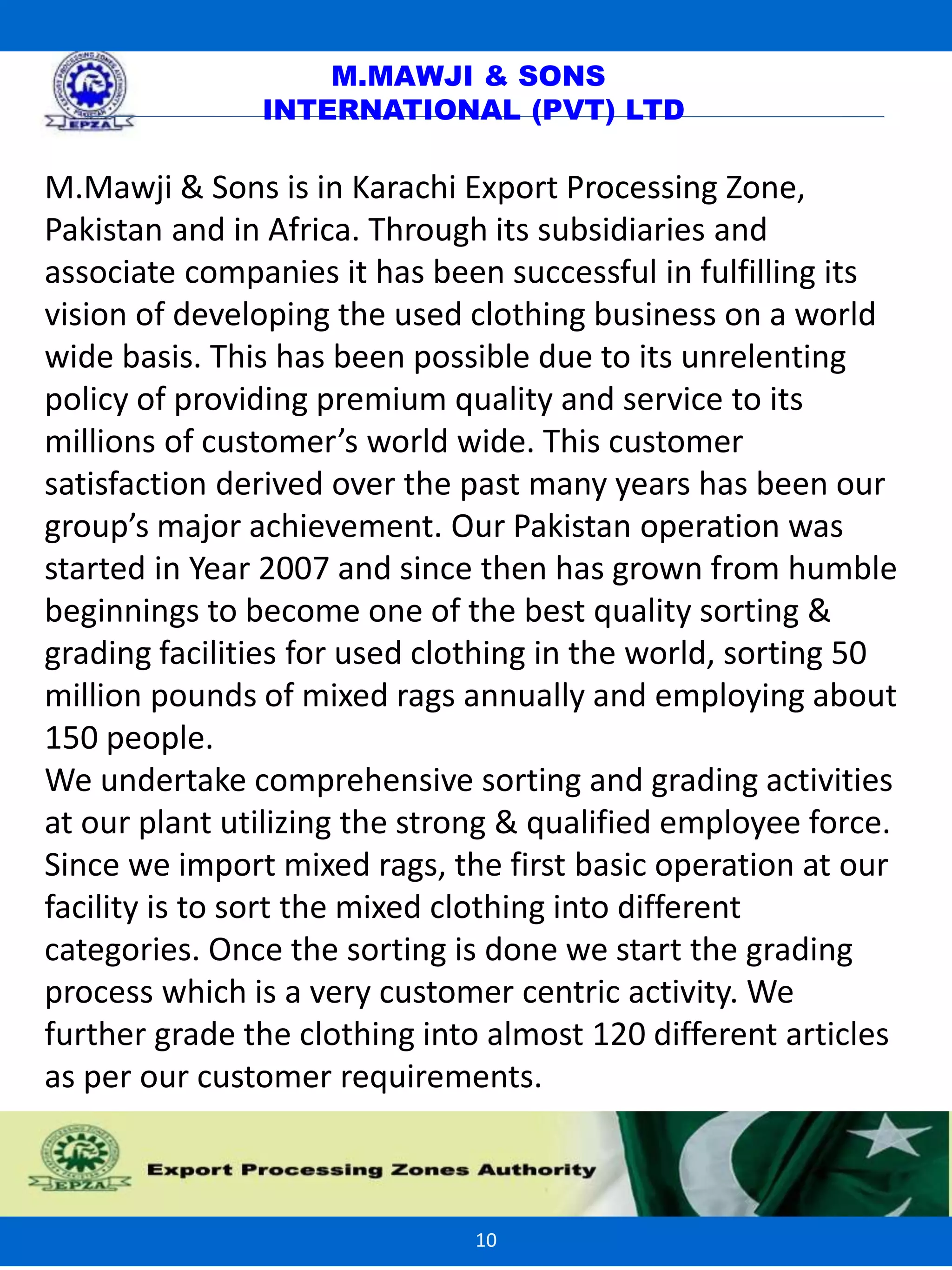 Mawji & sons-Export processing Zones Pakistan | PPTX