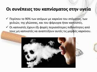 ΣΥΝΕΠΕΙΕΣ ΤΟΥ ΚΑΠΝΙΣΜΑΤΟΣ | PPTX