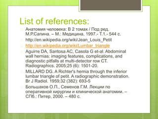 Lumbar triangle(Petit’s triangle) and it’s anatomical characteristics ...