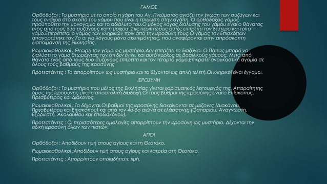 ομοιοτητες και διαφορες μεταξυ των χριστιανικων ομολογιων | ODP