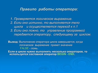 Циклы в Pascal | PPT