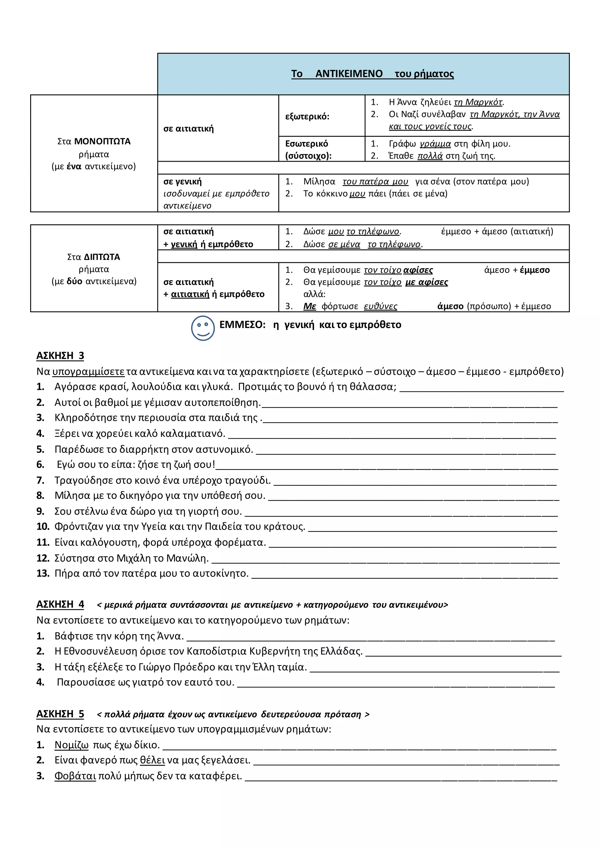 Ν. ΓΛΩΣΣΑ Β΄ Ενότητα 4 (διαθέσεις αντικείμενο) | DOCX