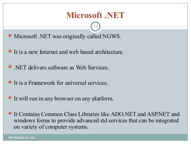 .Net introduction by Quontra Solutions