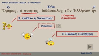ΟΝΟΜΑΤΙΚΟΙ ΟΜΟΙΟΠΤΩΤΟΙ ΠΡΟΣΔΙΟΡΙΣΜΟΙ-ΑΡΧΑΙΑ ΕΛΛ. ΓΛΩΣΣΑ-Β ΓΥΜΝΑΣΙΟΥ | PPT