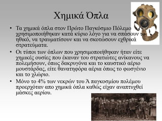 Όπλα κατα τον Α΄ παγκόσμιο πόλεμο – χημικά | PPTX