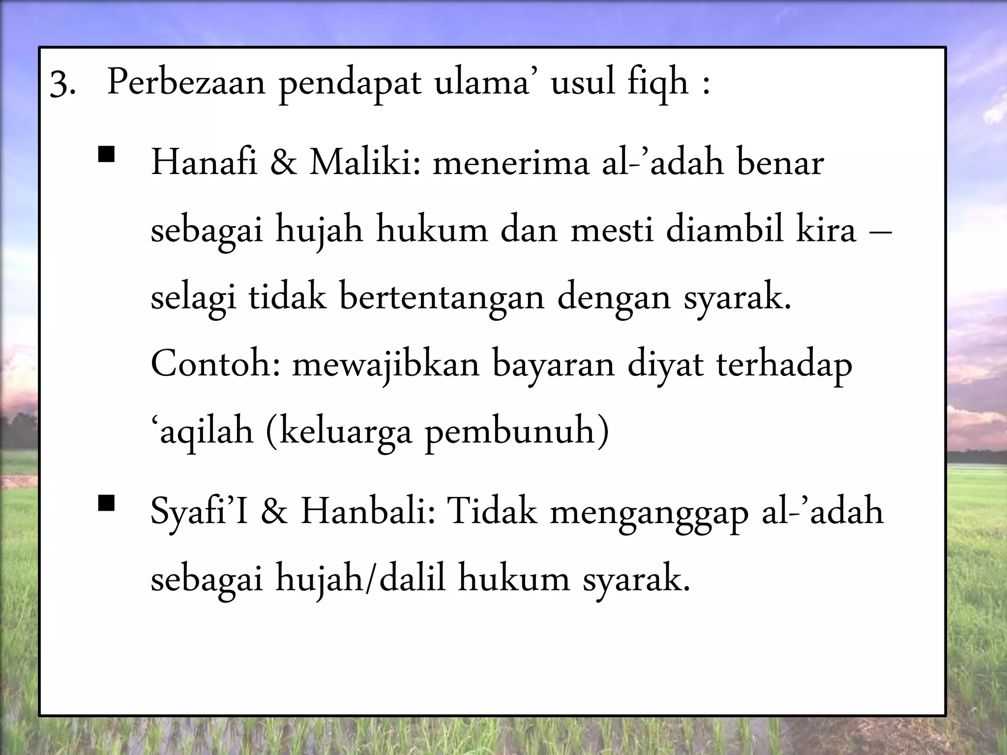 العادة محمة : Adat dijadikan hukum | PPTX