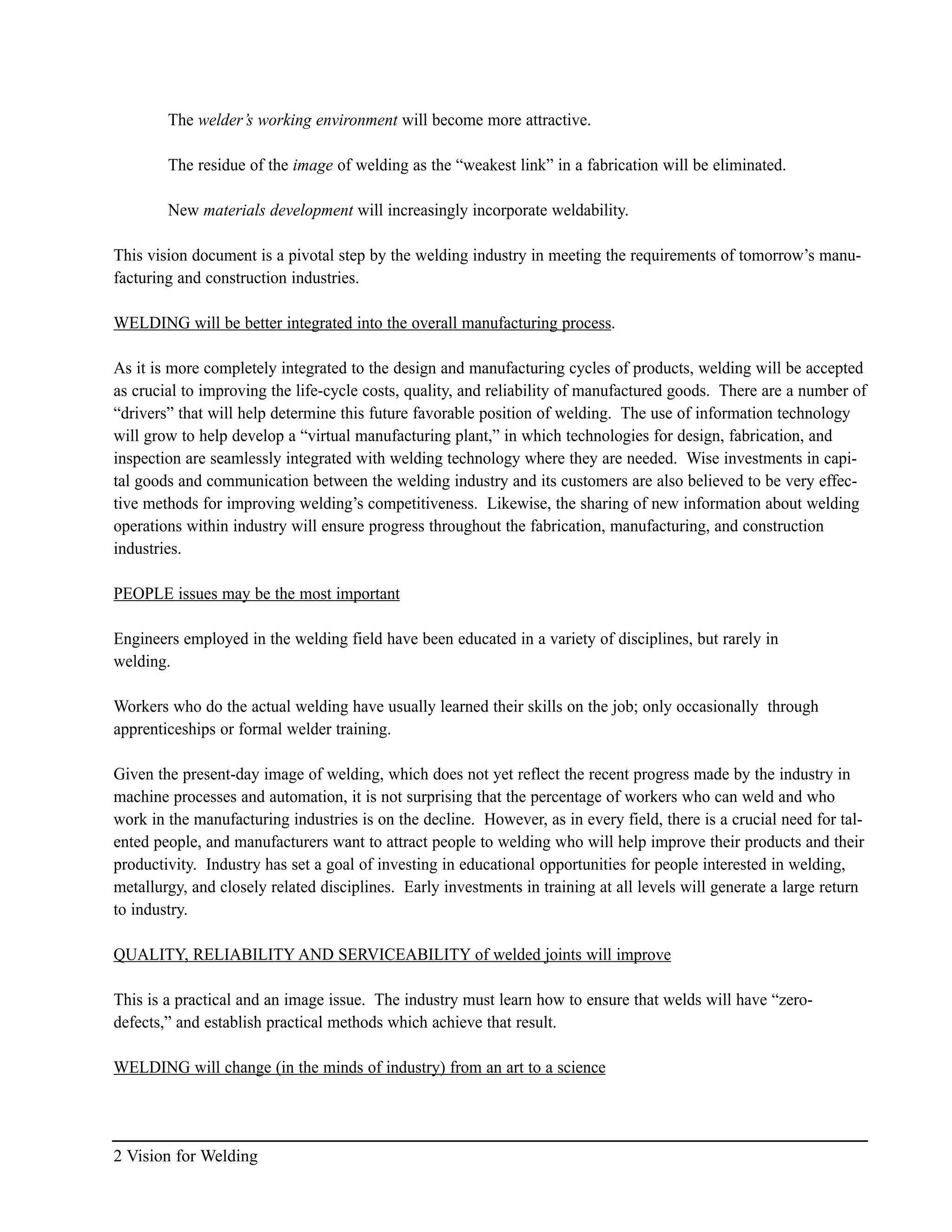 . Vision for welding industry | PDF