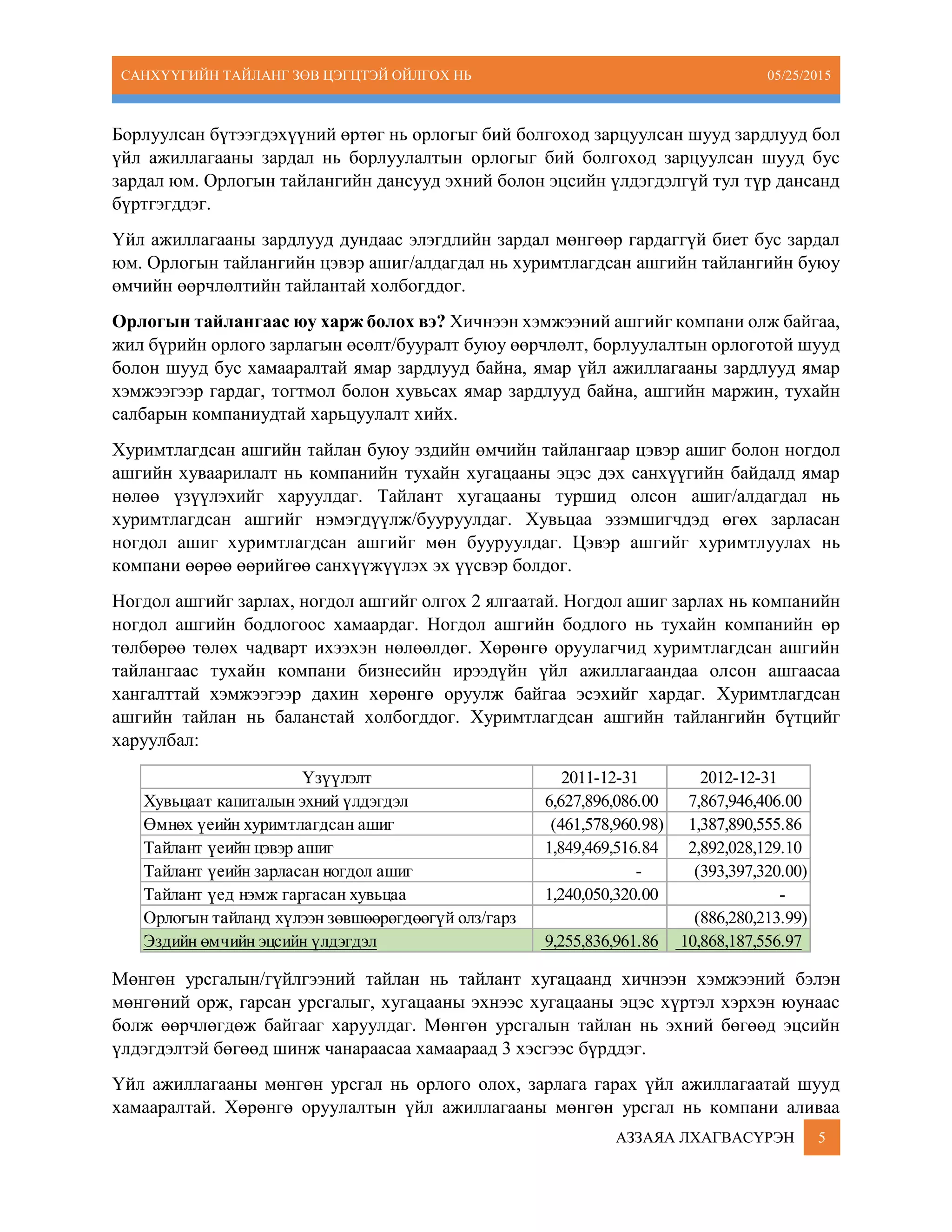 Санхүүгийн тайланг зөв цэгцтэй ойлгох нь | PDF