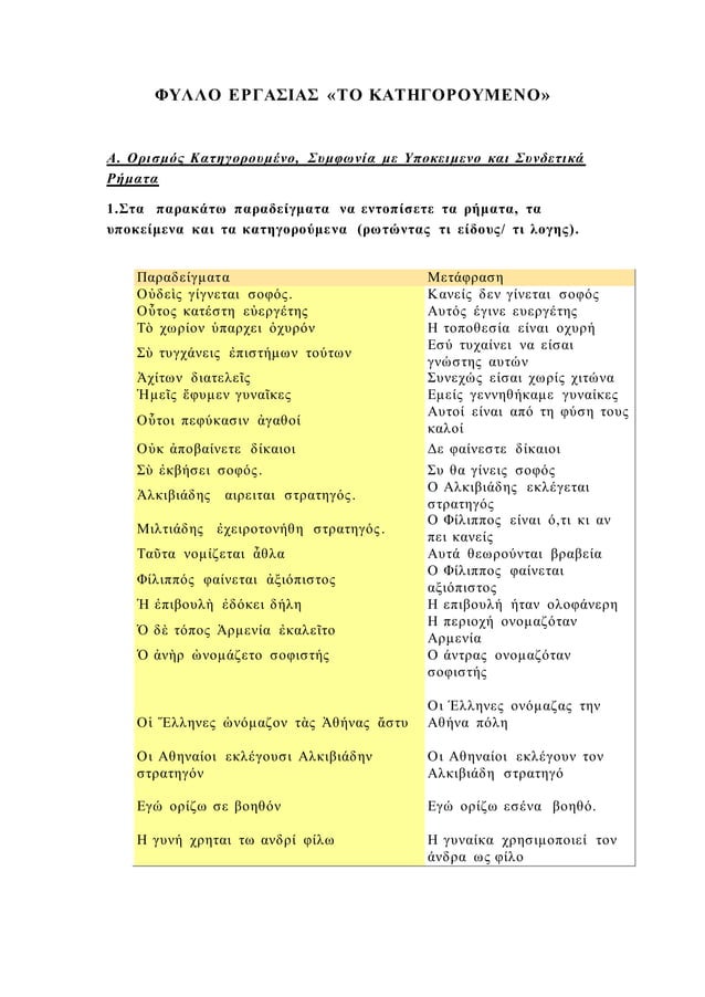 ΦΥΛΛΟ ΕΡΓΑΣΙΑΣ ΤΟ ΚΑΤΗΓΟΡΟΥΜΕΝΟ | DOCX
