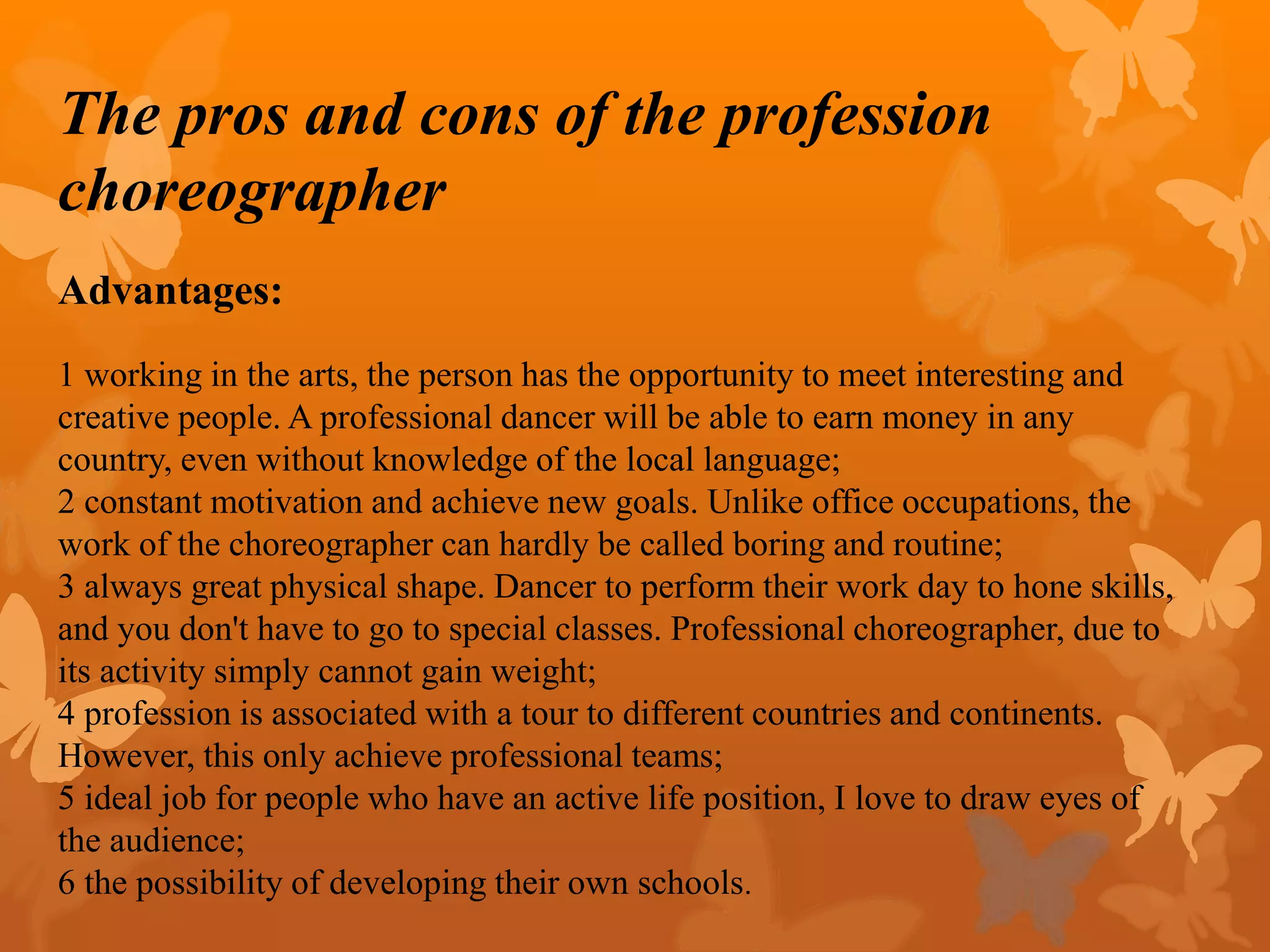 Profession choreographer | PPTX