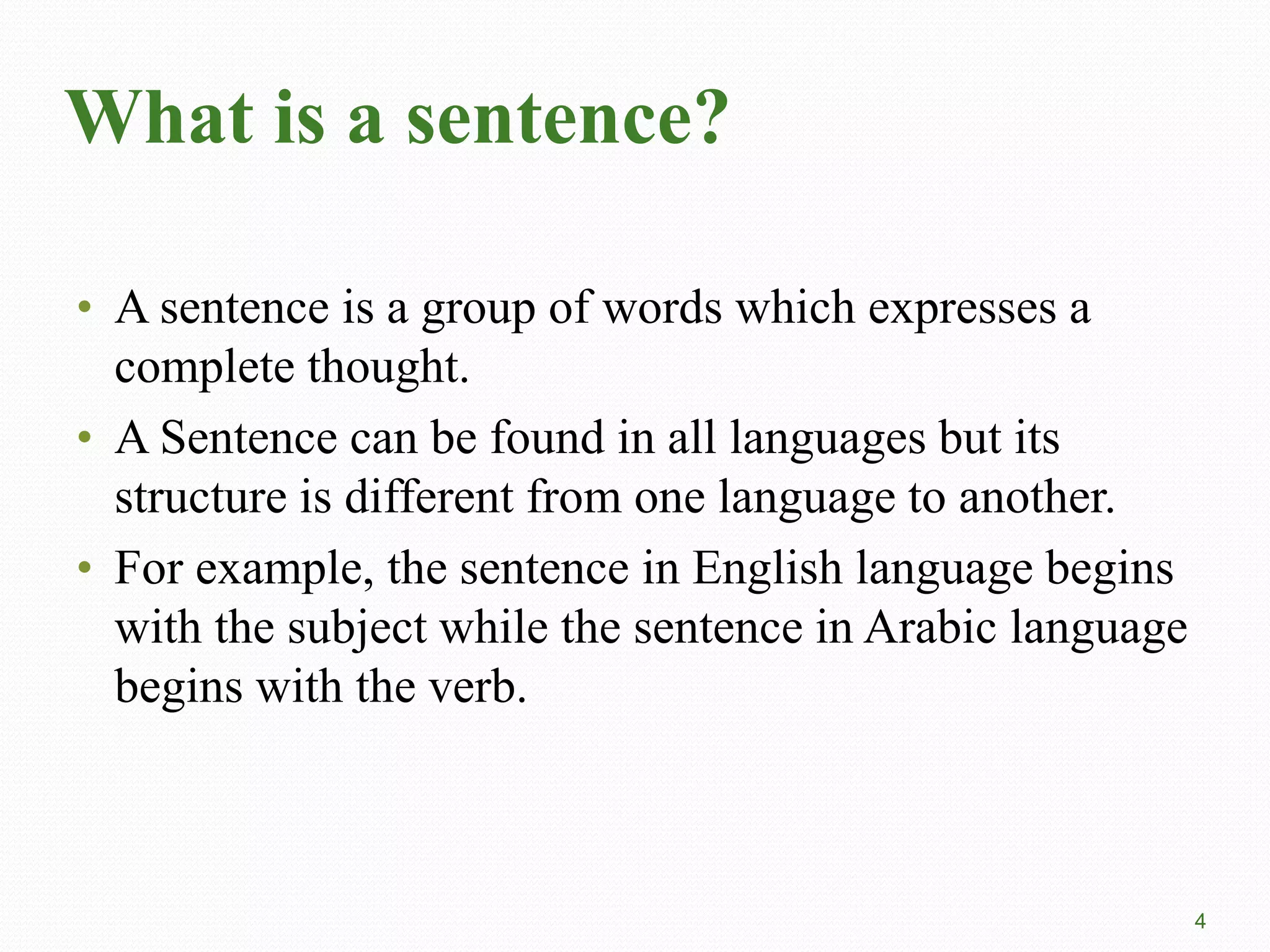 Basic Sentence Structure | PPTX