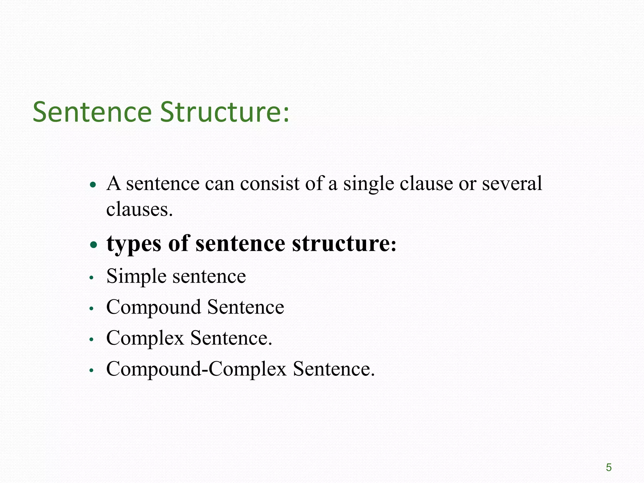 Basic Sentence Structure | PPTX