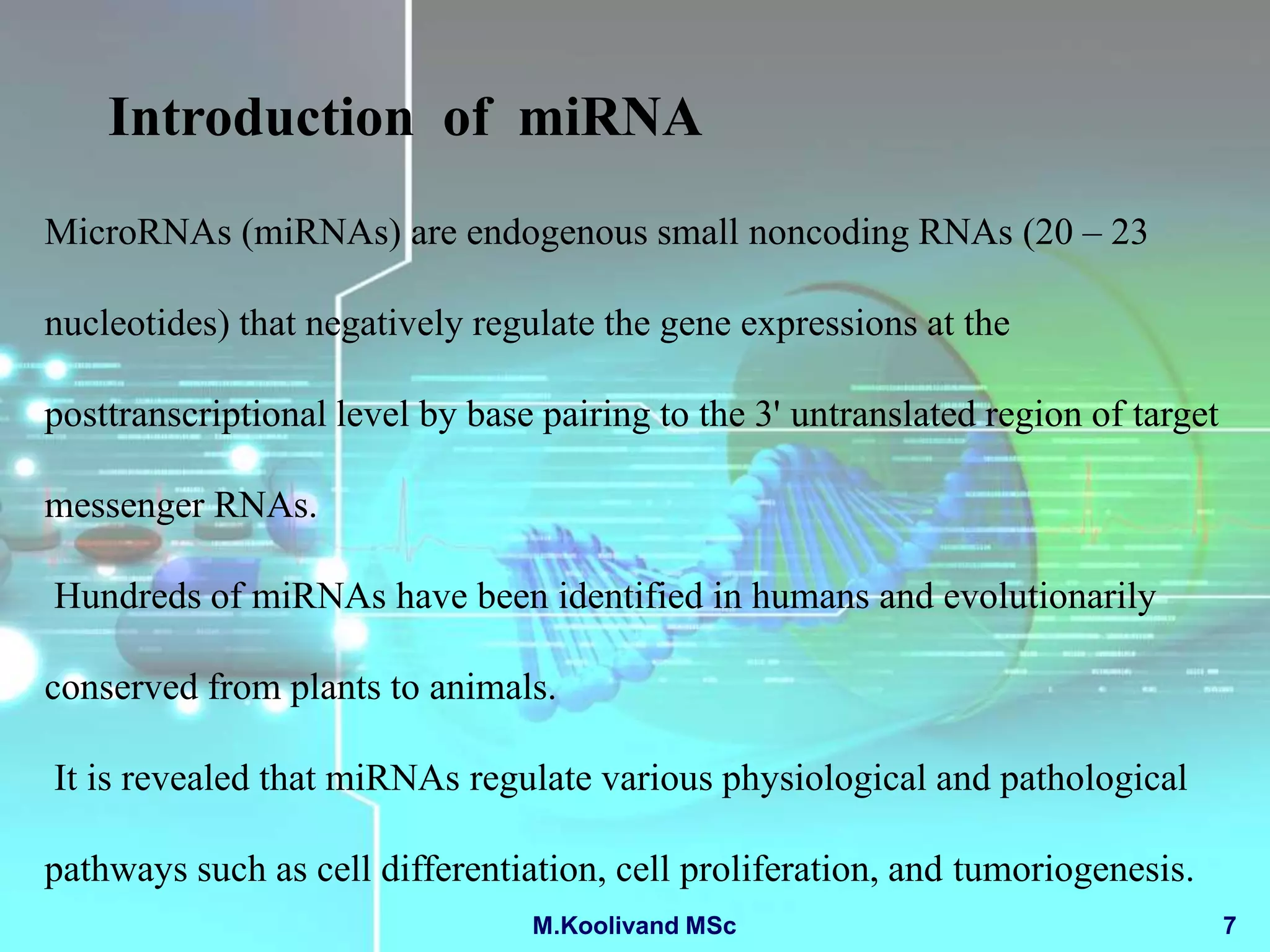 the role of miRNA in cancer | PPTX