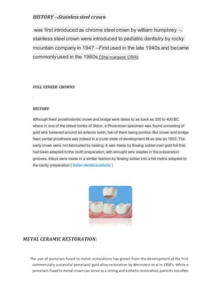 Full Crown Preparation and Some Clinical Modification PREPARION | DOCX