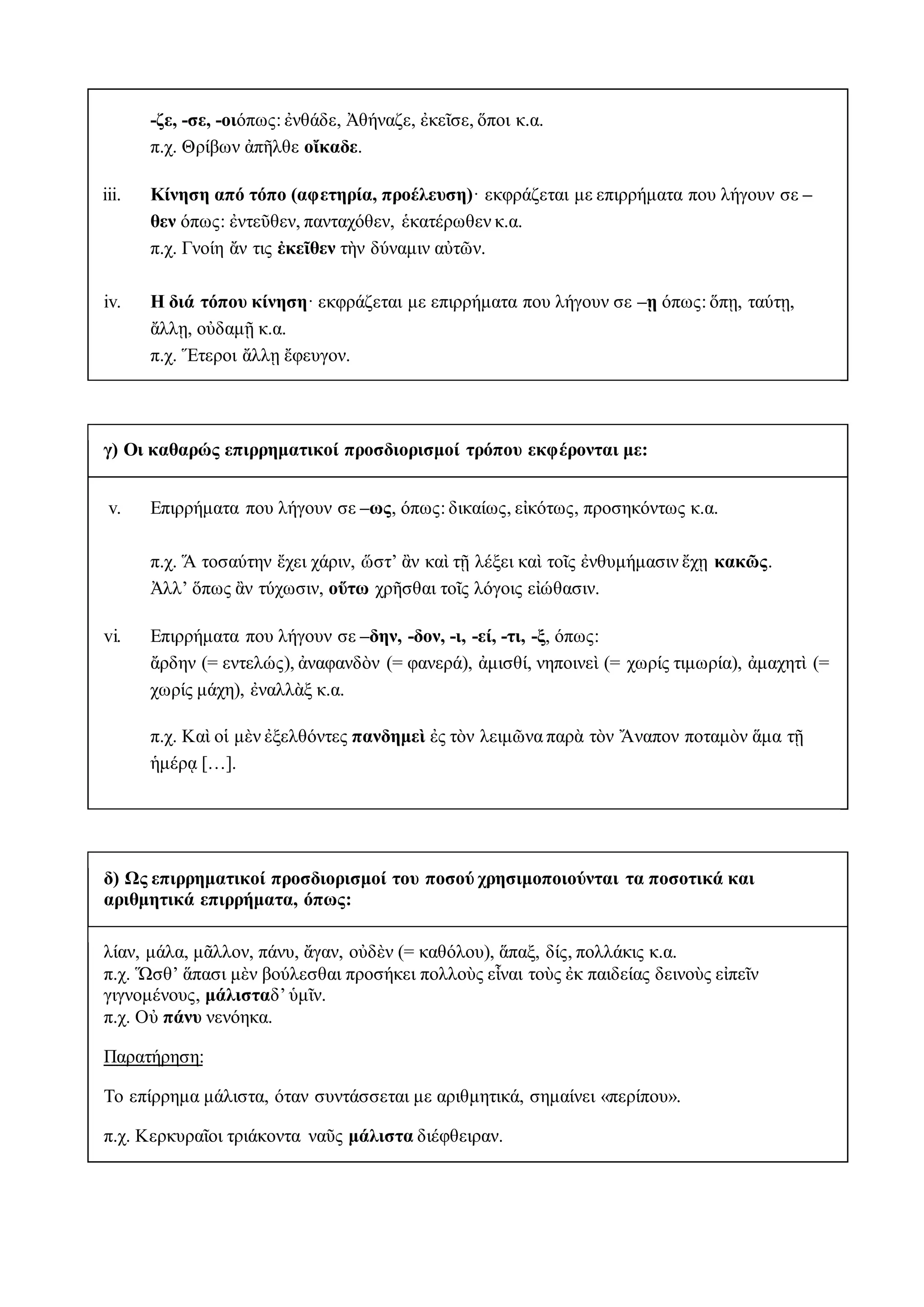 επιρρηματικοι προσδιορισμοι θεωρια | DOCX