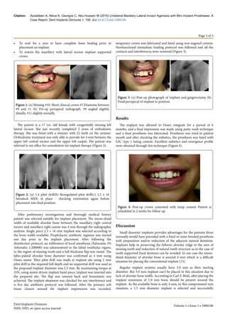 Unilateral Maxillary Lateral Incisor Agenesis with Mini Implant ...