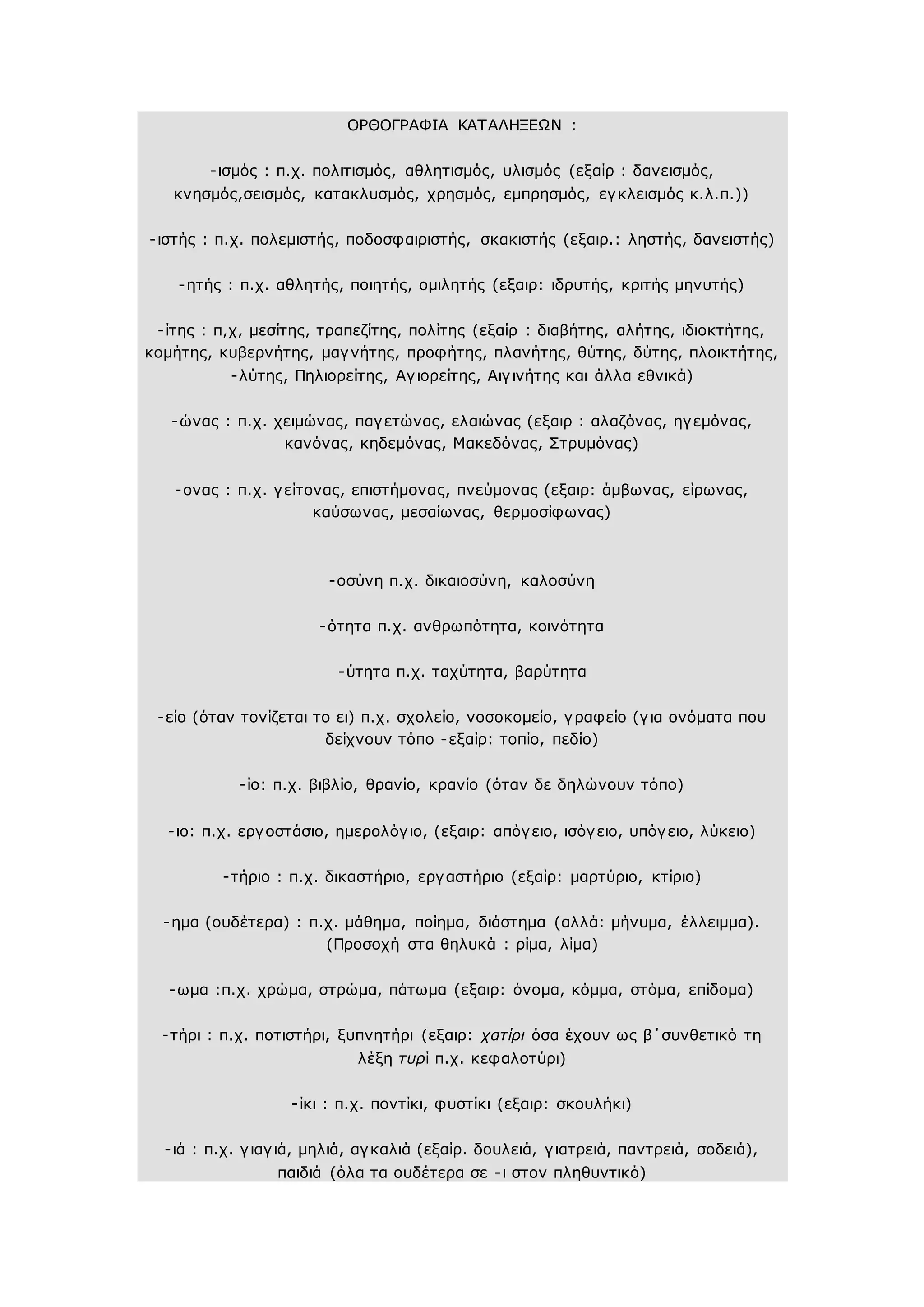 κανόνες ορθογραφίας | PDF