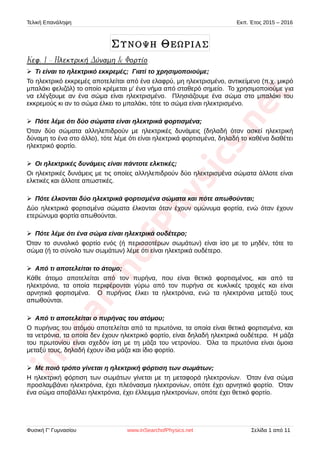 [Φυσική Γ' Γυμνασίου] Σύνοψη θεωρίας για όλη την ύλη | PDF