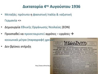 H Eλλάδα του Mεσοπολέμου και η δικτατορία της 4ης Αυγούστου | PPTX
