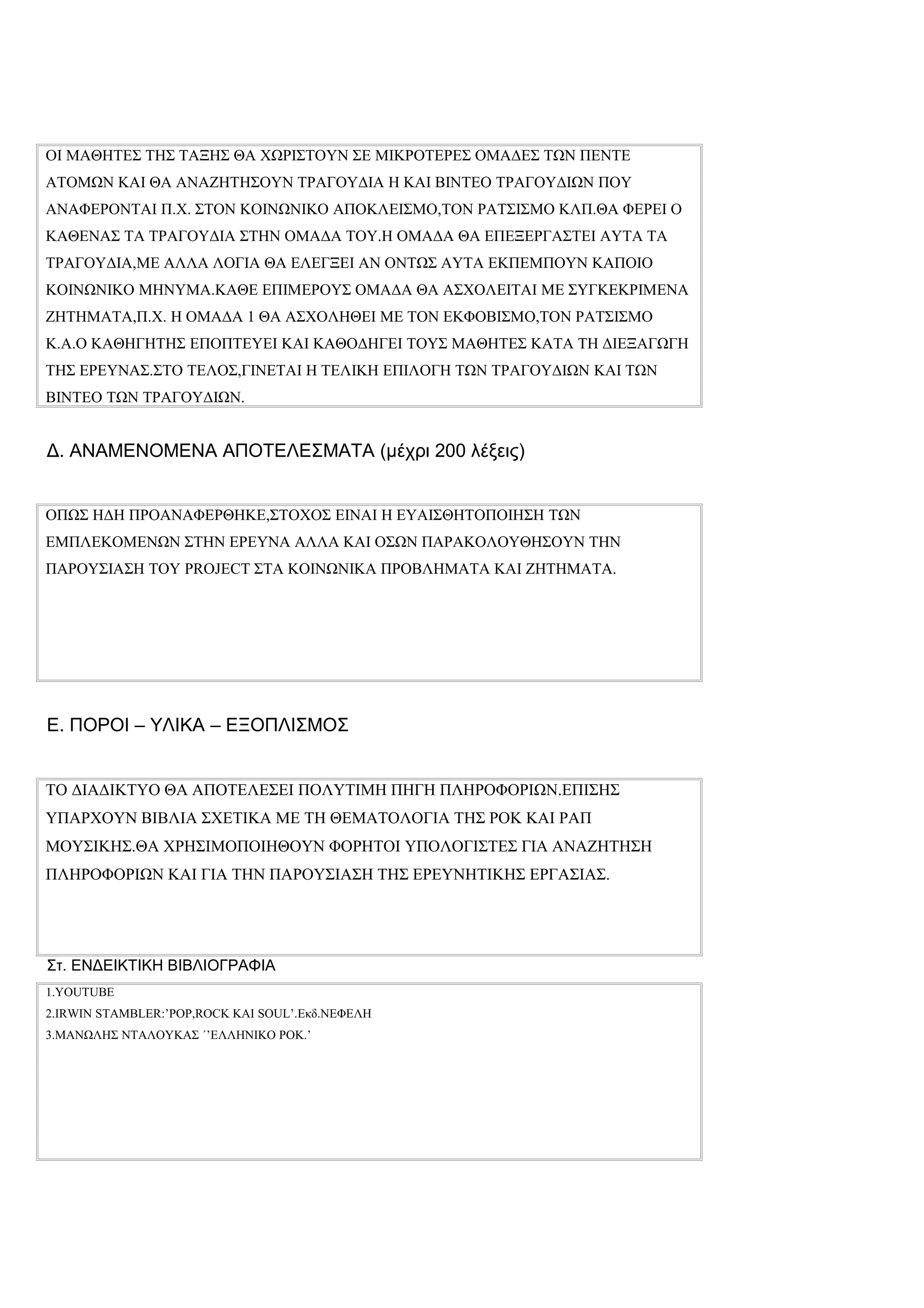 προτζεκτ κοινωνικά ζητήματα στη ροκ και ραπ μουσική | ODT