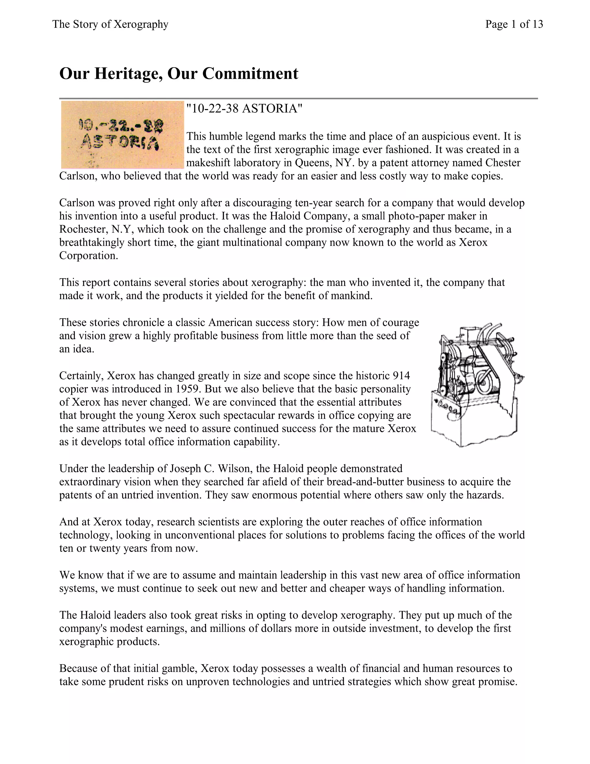 The Story of XerographyThe Story of Xerography | PDF