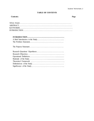 Final worksheet manual synopsis | PDF