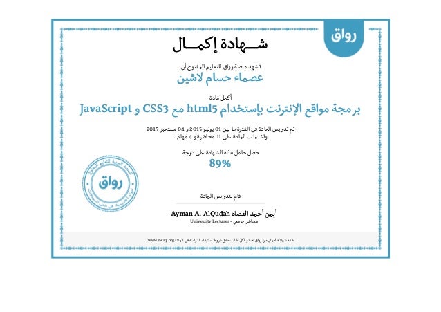Website Programming Language Course Certificate