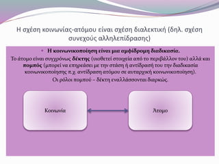 Η οργάνωση της κοινωνίας - Η ένταξη του ατόμου (Κοινωνικοποίηση) | PPT