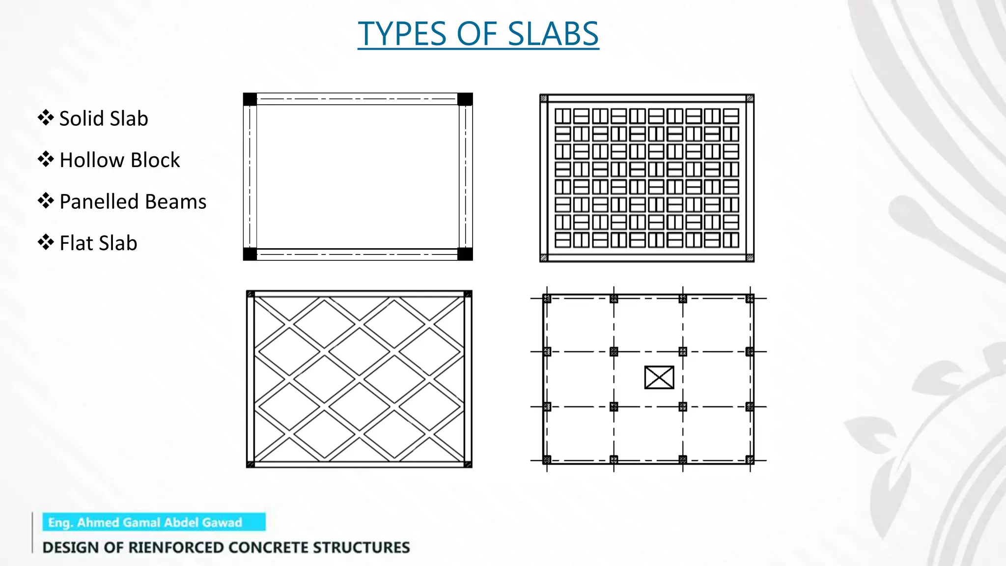 الفصل السابع - البلاطات المصمتة - تصميم المنشآت الخرسانية المسلحة | PPTX