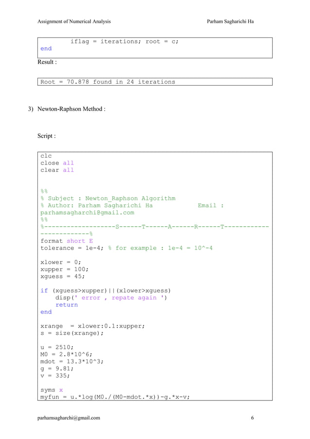 NUMERICAL METHODS WITH MATLAB : bisection,mueller's,newton-raphson,false point,x=g(x) | PDF