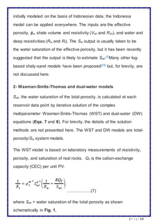 Calculating porosity and water saturation | DOCX
