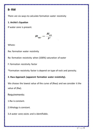 Calculating porosity and water saturation | DOCX
