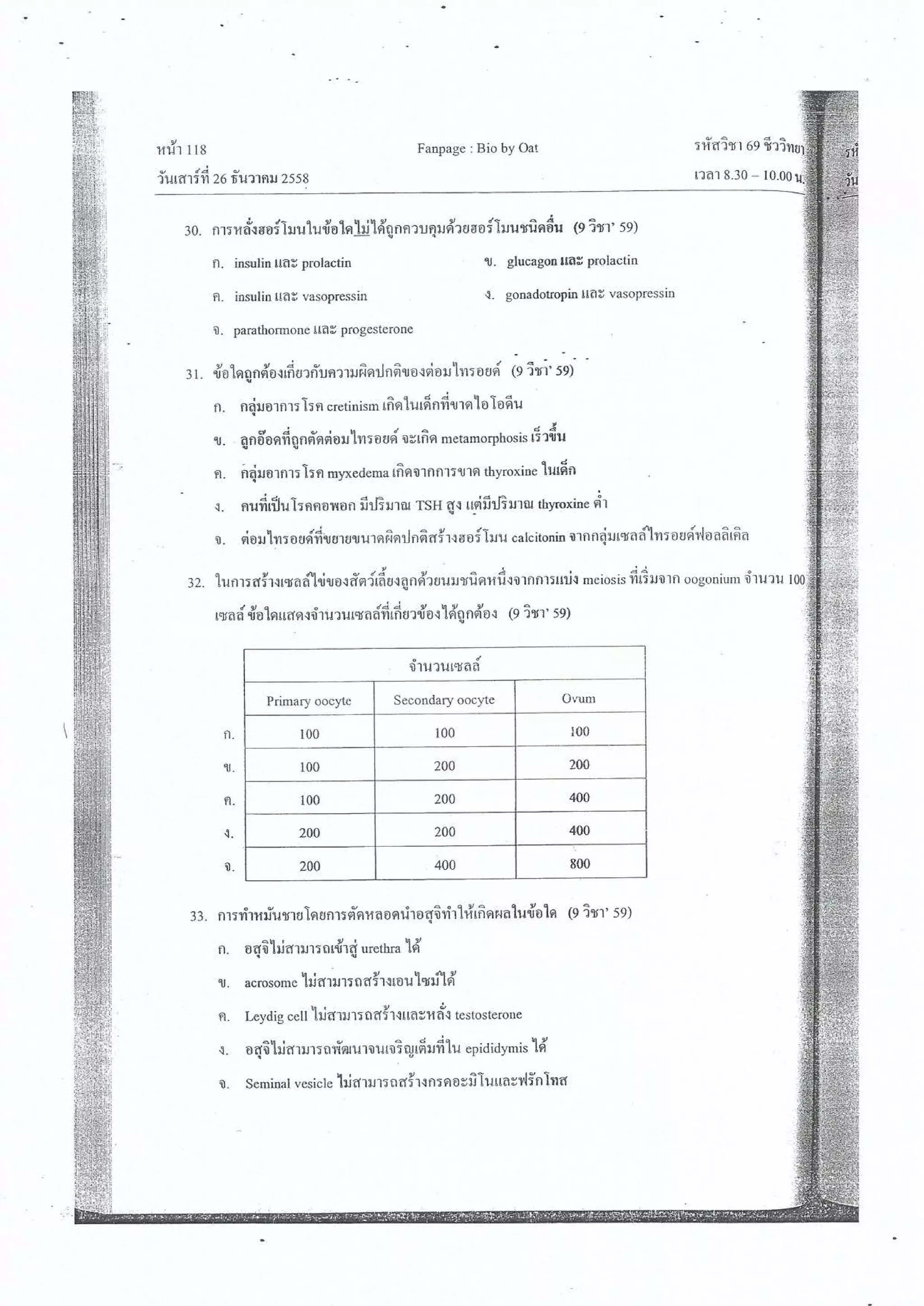 กสพท. ชีววิทยา 2559 | PDF
