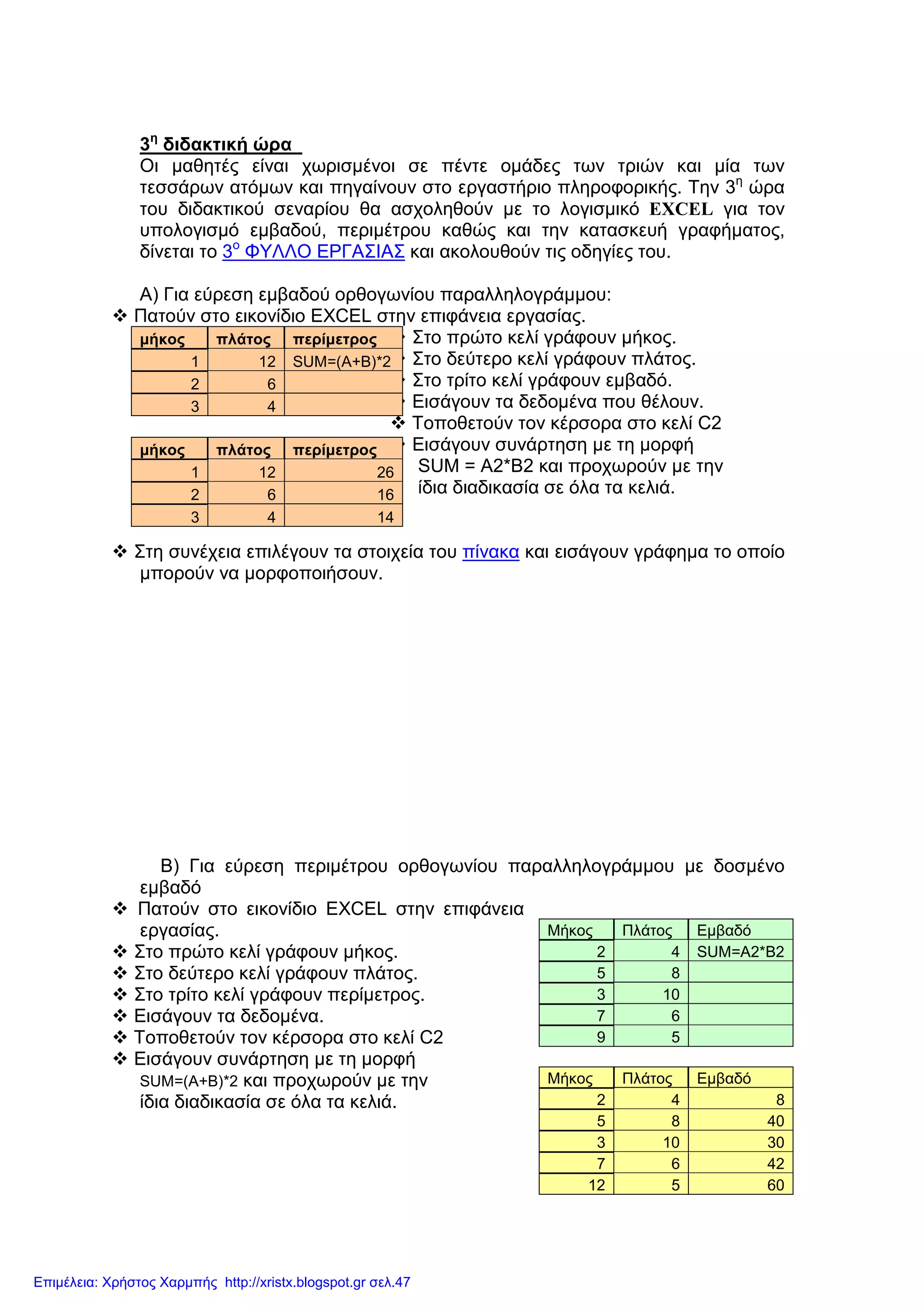 Μαθηματικά Δ΄. Ενότητα 5. Κεφάλαιο 33. Υπολογίζω περιμέτρους και εμβαδά ...
