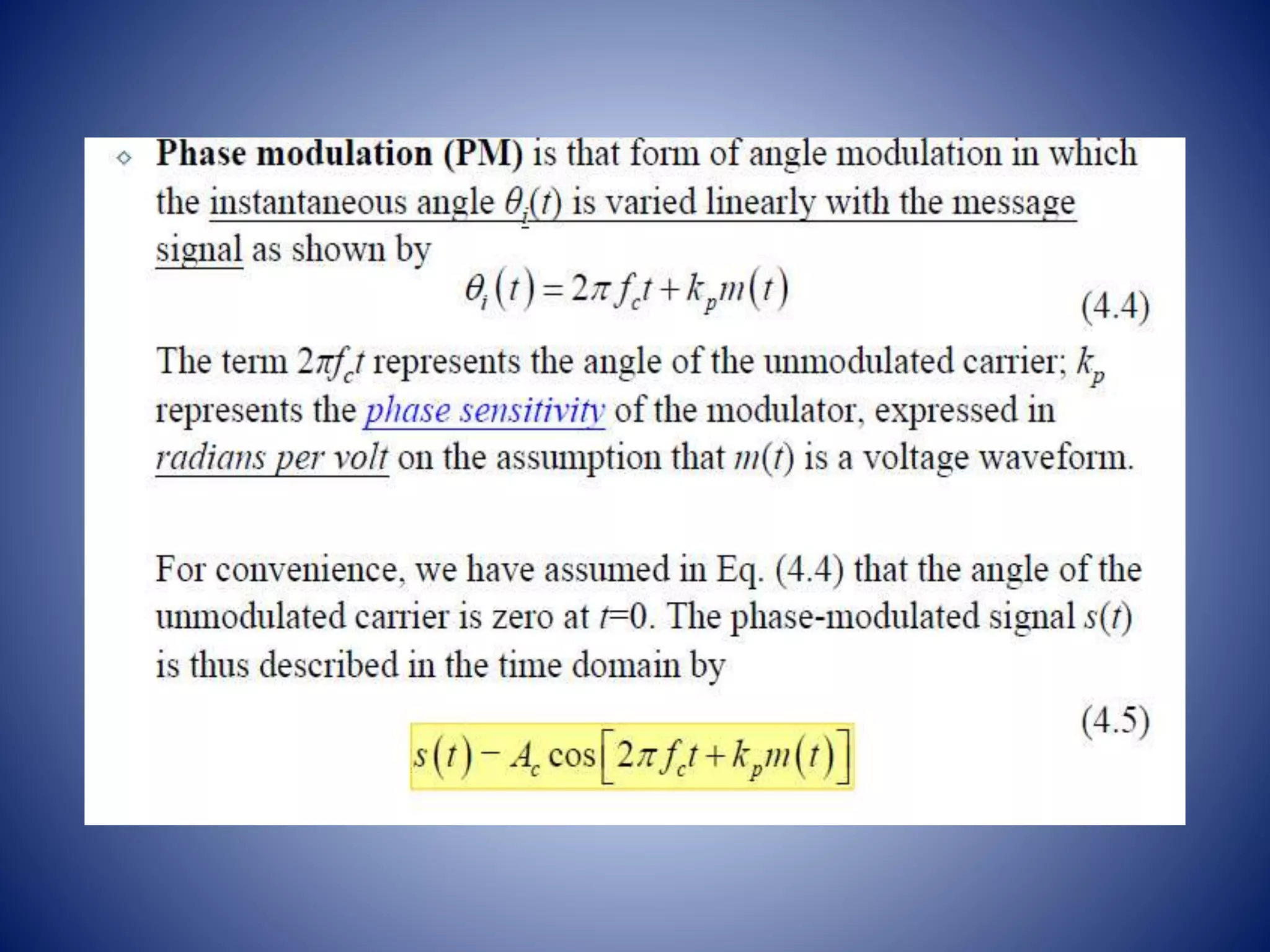 Angle modulation: FM & PM & Spectrum of Angle modulation wave | PPTX