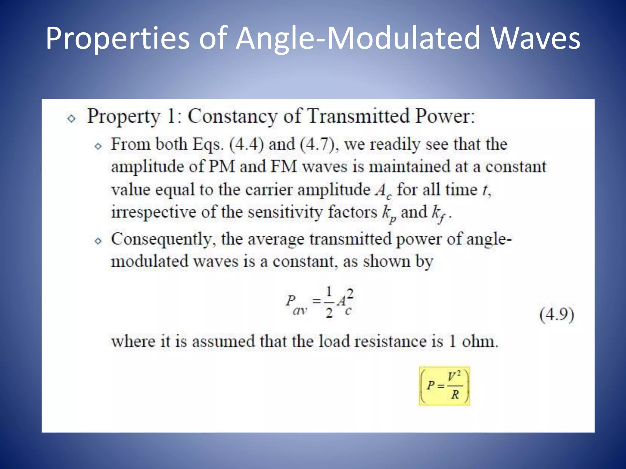 Angle modulation: FM & PM & Spectrum of Angle modulation wave | PPT