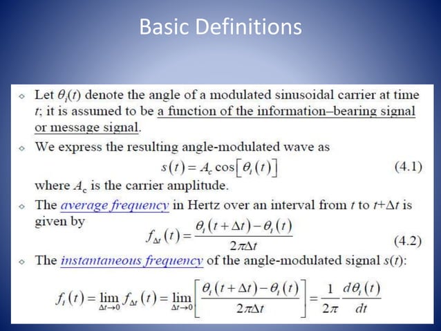 Angle modulation: FM & PM & Spectrum of Angle modulation wave | PPTX